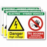 Electric Vehicle Warning & Prohibition Sign - 400 x 300mm - 3 PACK - Prosol